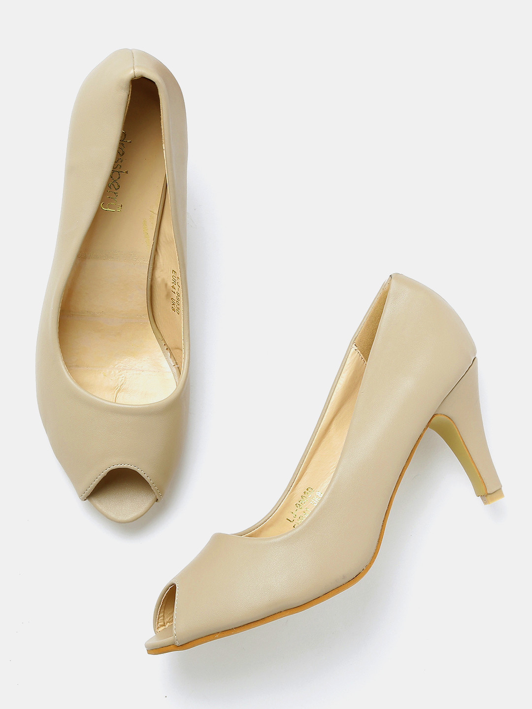 Buy DressBerry Women Beige Solid Peep Toes - Heels for Women 1457008 ...