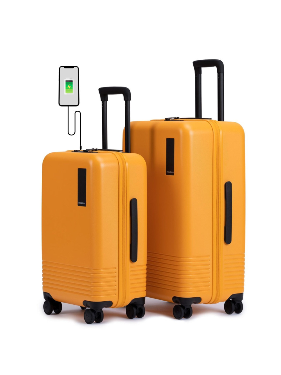 Buy MOKOBARA Unisex Set Of 2 Yellow Solid Hard Sided Trolley Bags ...