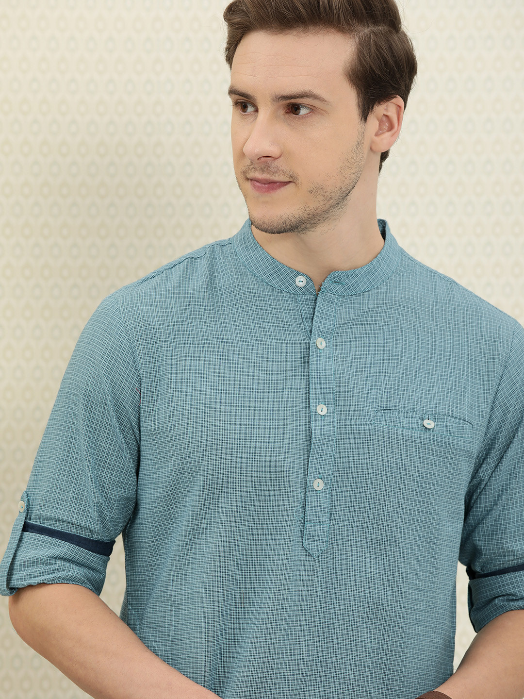 Buy House Of Pataudi Men Blue Checked Kurta - Kurtas for Men 14595556 ...
