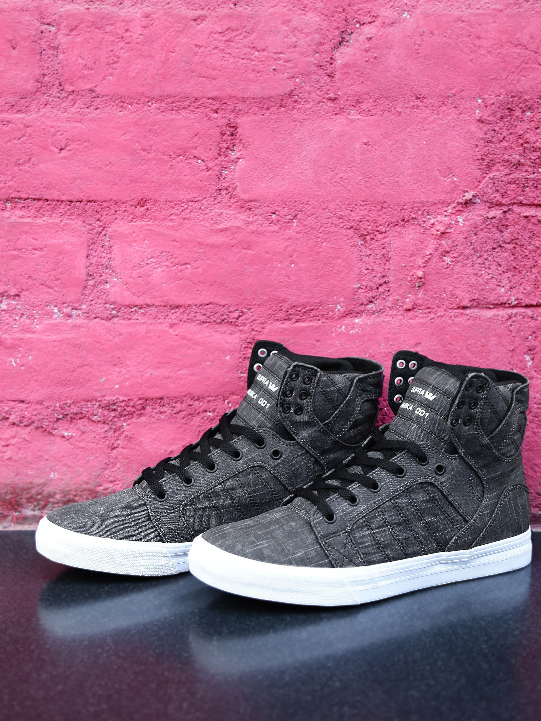 Buy Supra Men Charcoal Grey High Top Sneakers - Casual Shoes for Men ...
