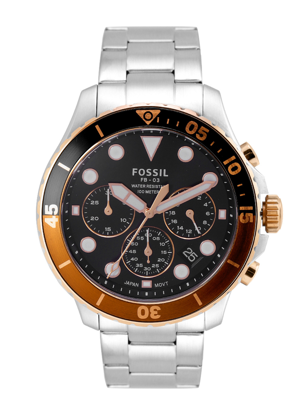 Buy Fossil Men Black FB 03 Analogue Chronograph Watch FS5768 - Watches ...