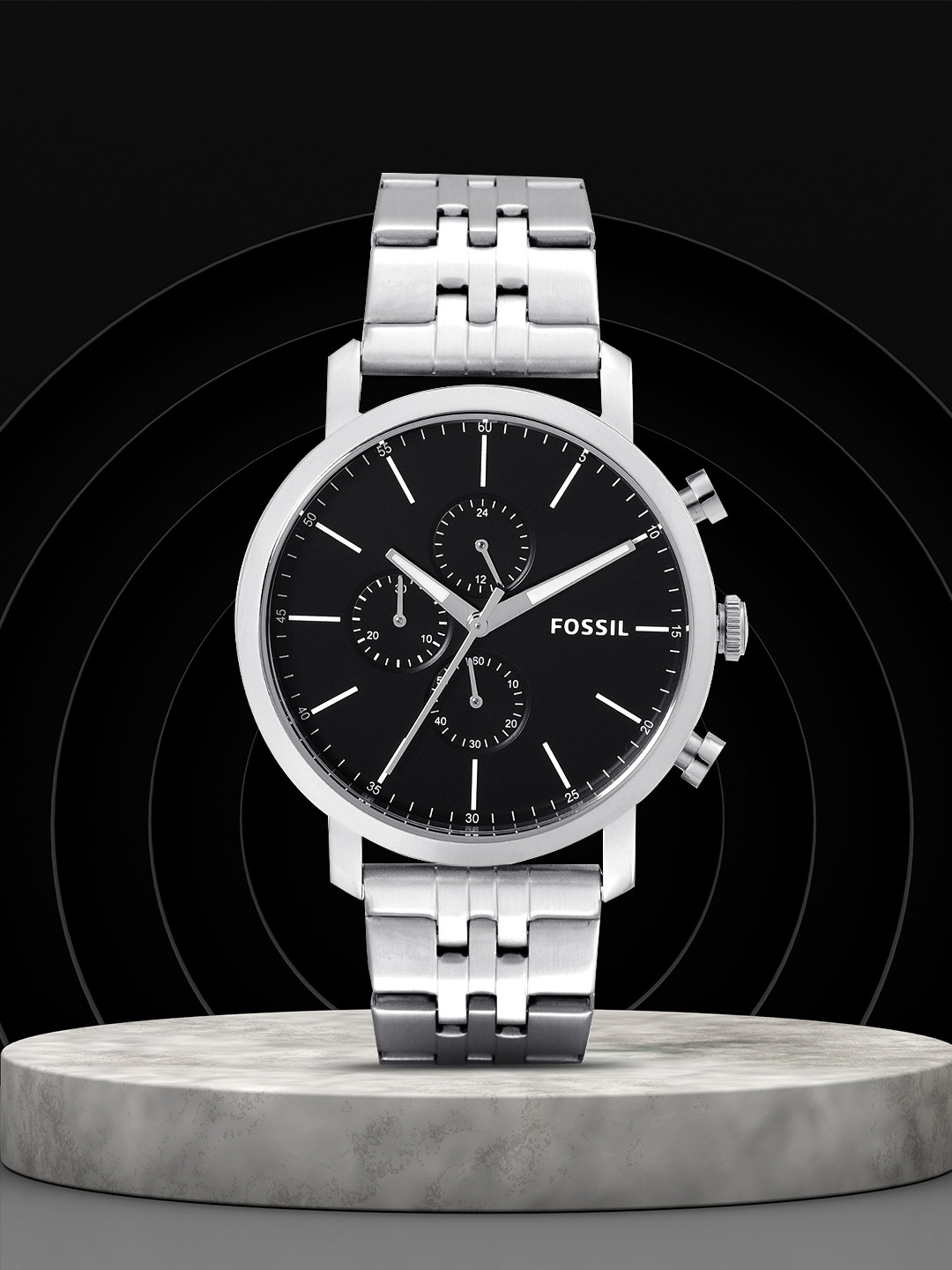 Buy Fossil Men Black Analogue 44MM Luther Chronograph Watch BQ2328 ...