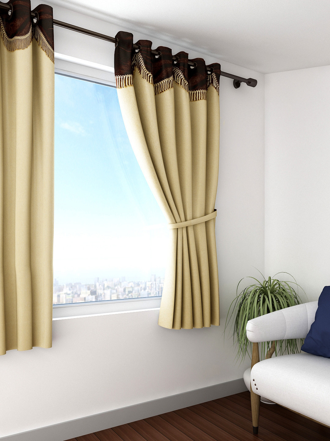 Buy Cortina Beige Single Window Curtain - Curtains And Sheers for ...