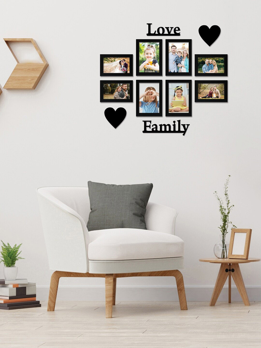 Buy RANDOM Set Of 8 Black Solid Individual Wall Photo Frames - Photo ...