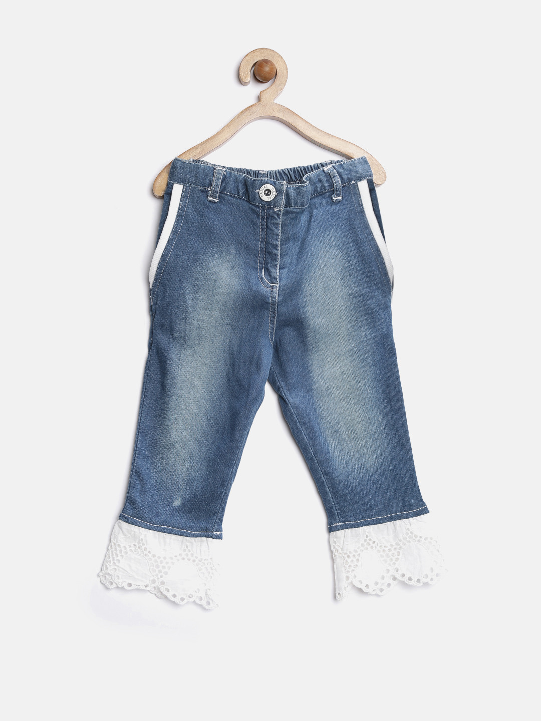 Buy StyleStone Girls Blue Washed Denim Capris - Capris for Girls ...