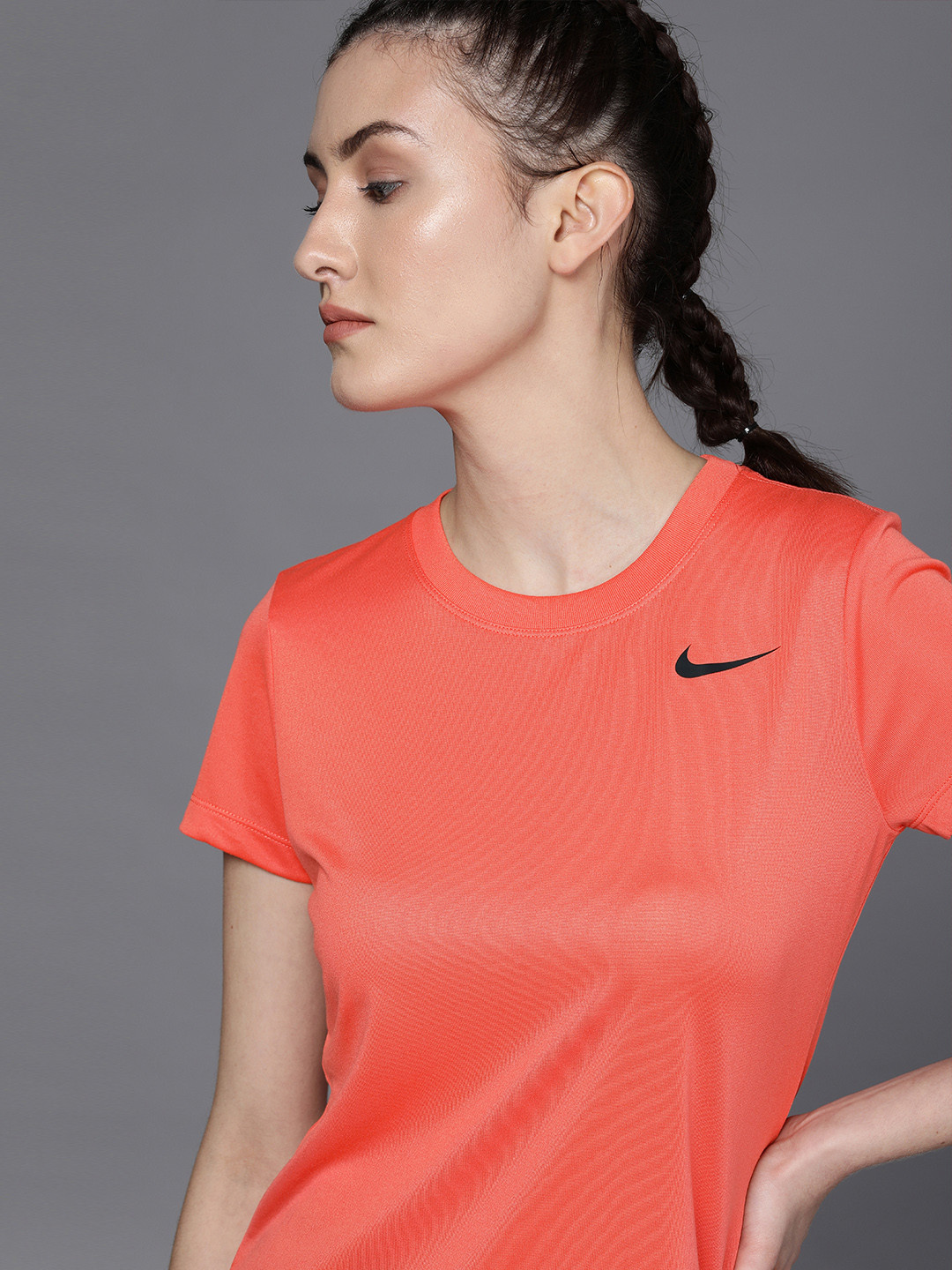Buy Nike Women Orange Dri FIT LEG Training T Shirt - Tshirts for Women ...