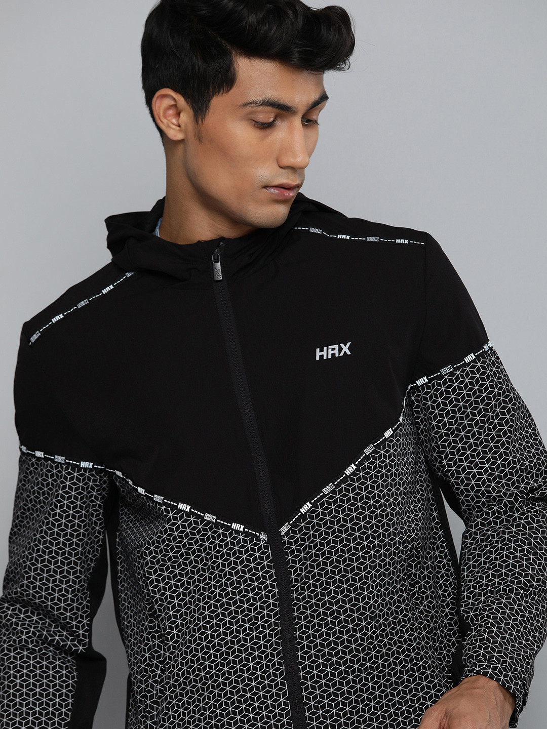 Buy HRX By Hrithik Roshan Men Black & White Rapid Dry Training Jackets ...