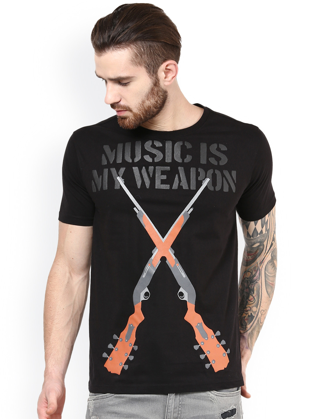 Buy PUNK Black Printed T Shirt - Tshirts for Men 1465741 | Myntra