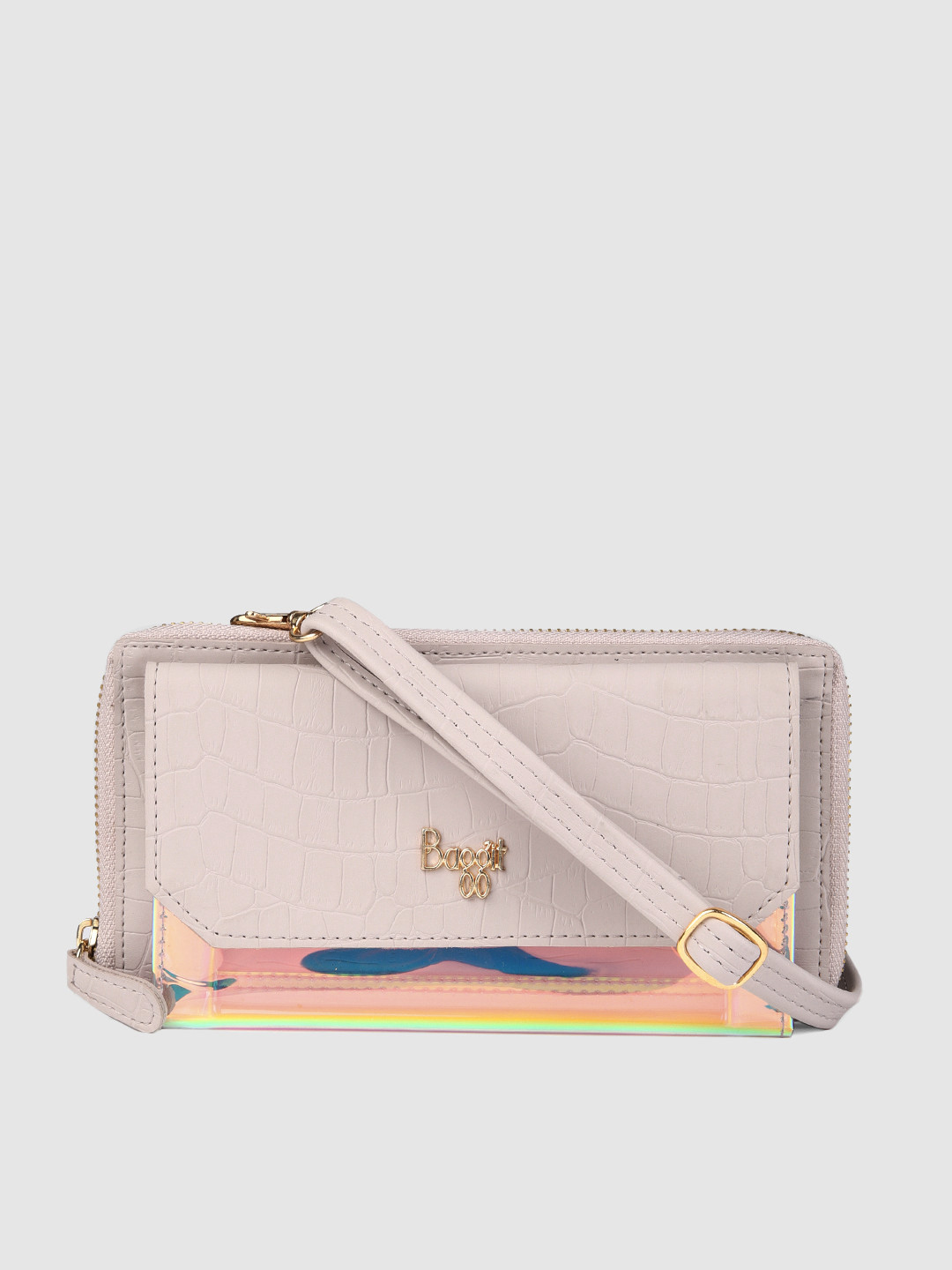 Buy Baggit Women Mauve Animal Textured Synthetic Leather Zip Around ...