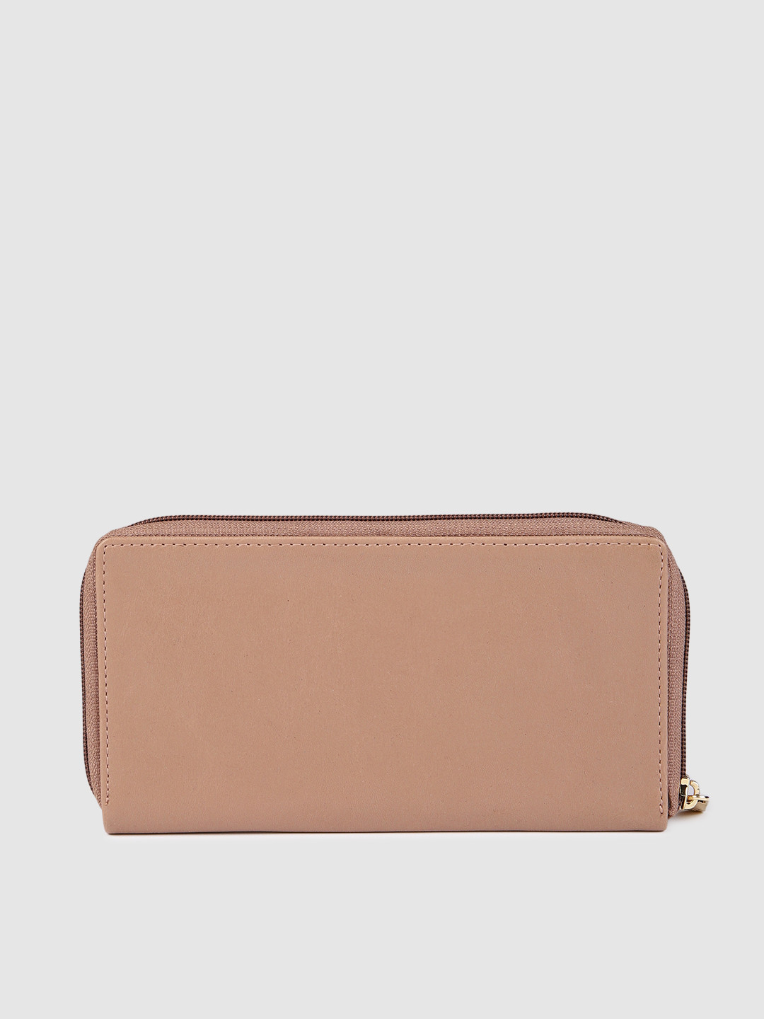 Buy Baggit Women Brown Solid Buckle Detail Synthetic Leather Zip Around ...