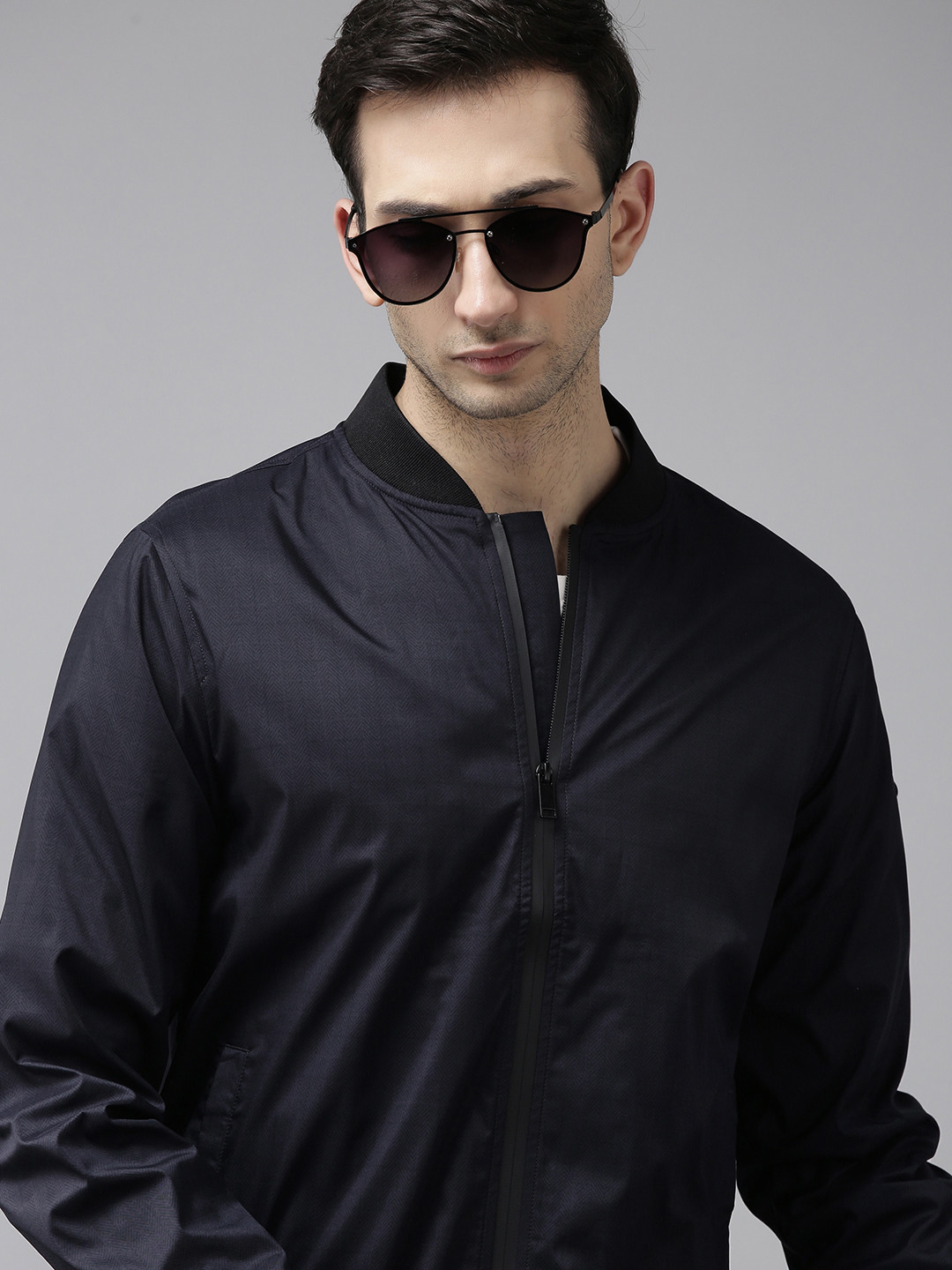 Buy U.S. Polo Assn. Men Navy Blue Printed Bomber Jacket - Jackets for ...