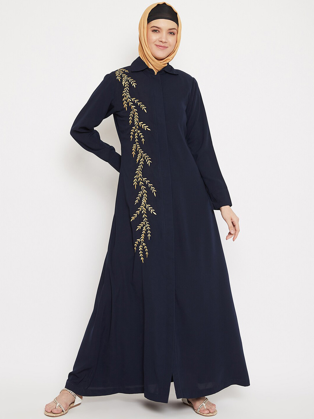 Buy MOMIN LIBAS Women Navy Blue Embroidered Burqas - Burqas for Women ...