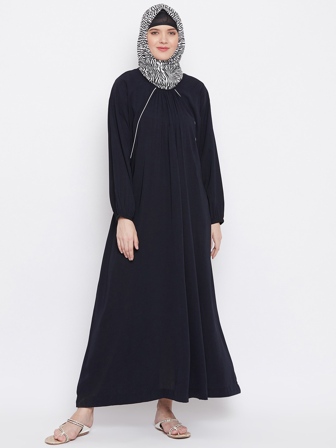 Buy MOMIN LIBAS Women Navy Blue Solid Abaya Burqa - Burqas for Women ...