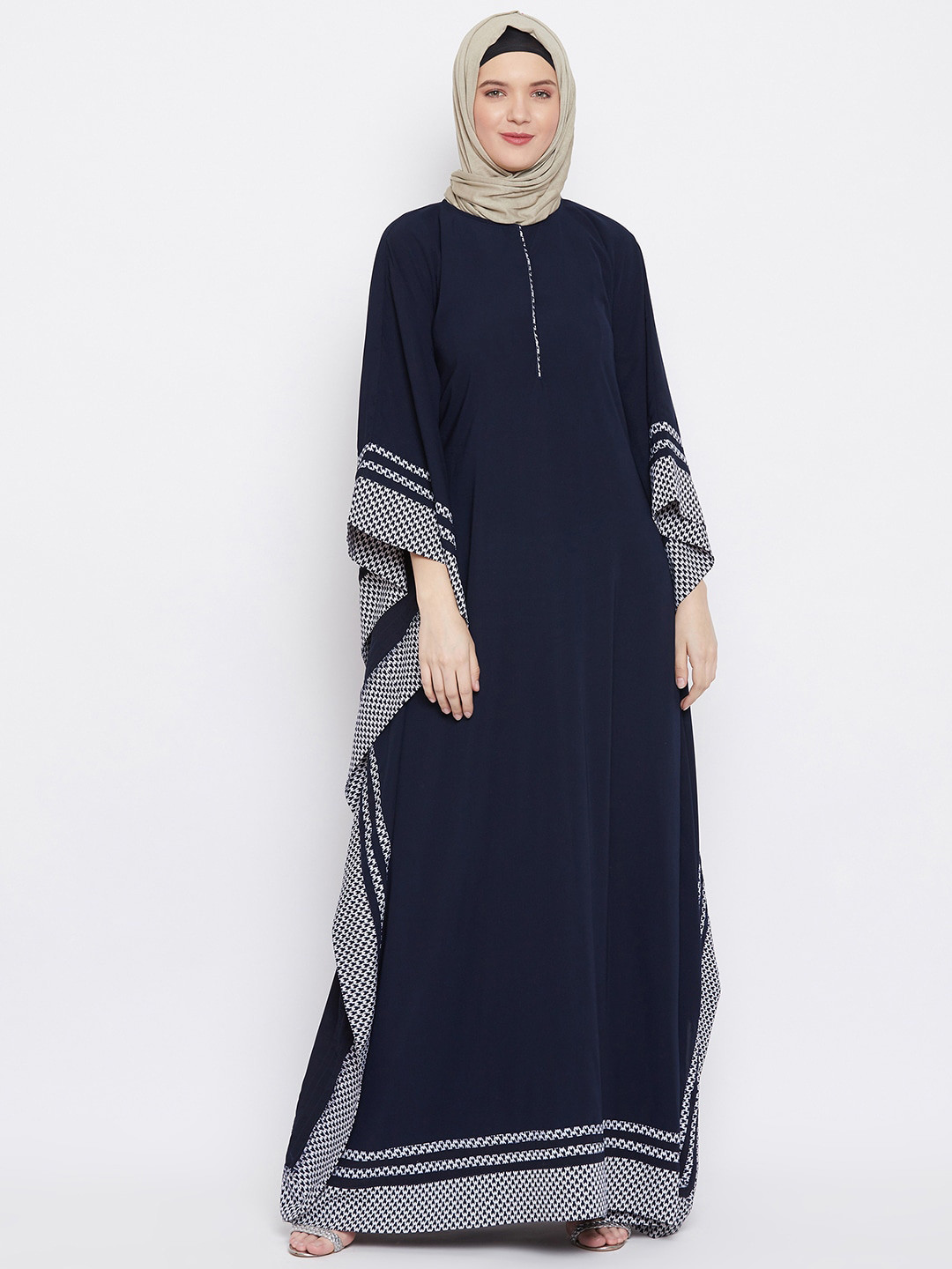 Buy MOMIN LIBAS Women Navy Blue Solid Abaya Burqa - Burqas for Women ...