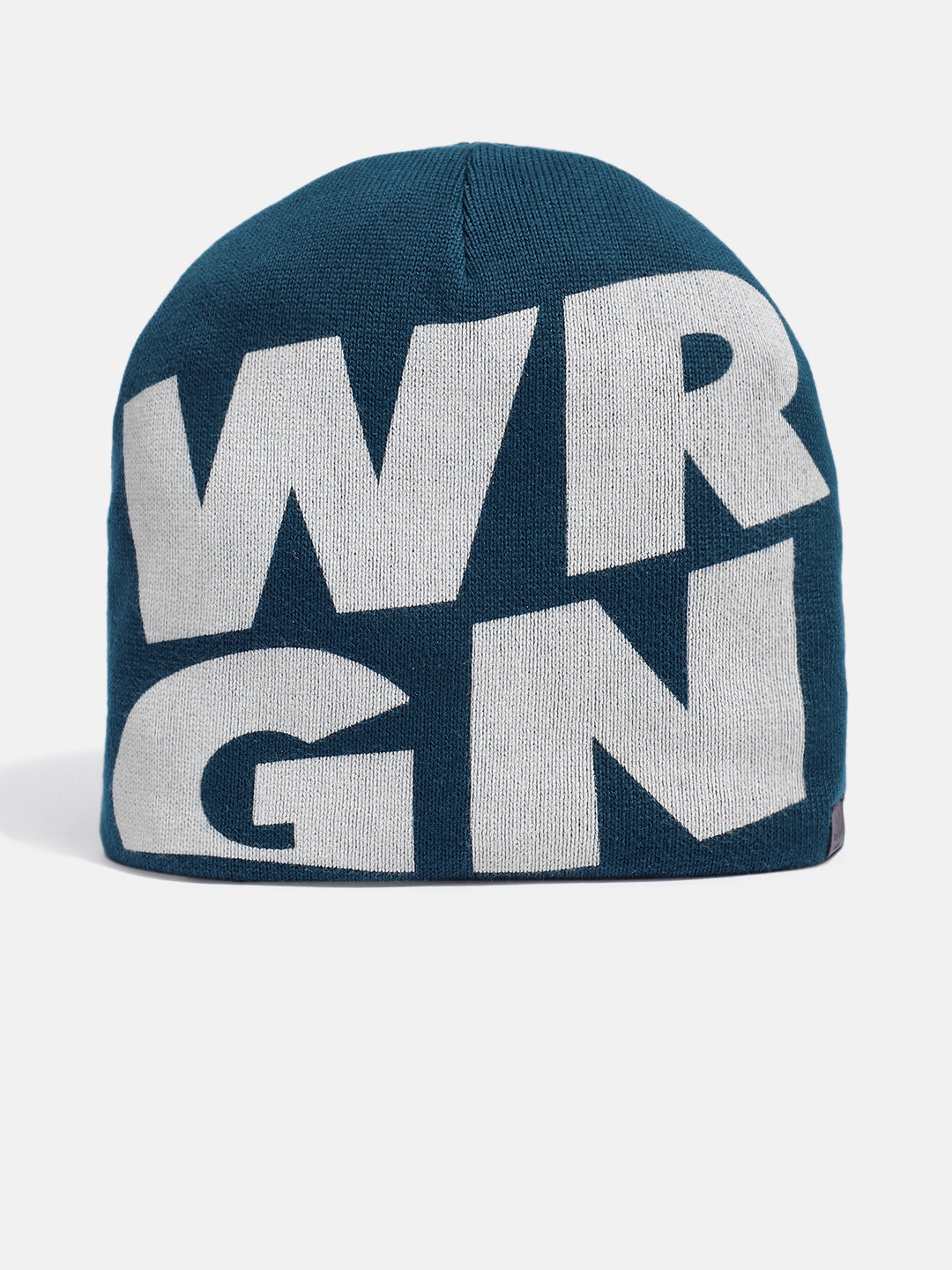 Buy WROGN Unisex Blue & White Solid Acrylic Beanie Cap - Caps for ...
