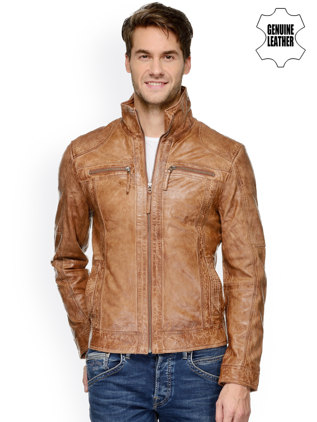 Buy Teakwood Leathers Tan Brown Leather Jacket - Jackets for Men ...