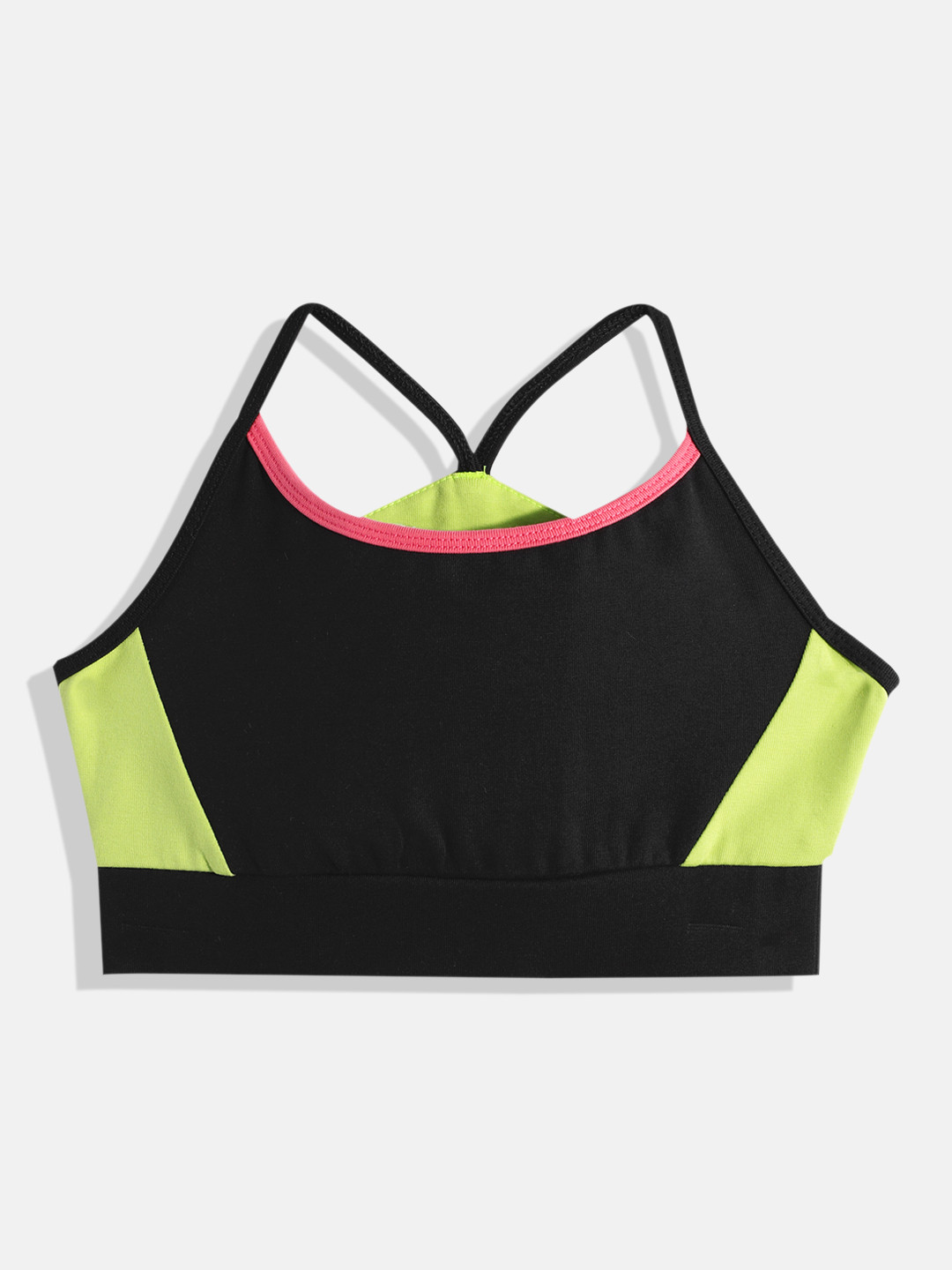 Buy HRX By Hrithik Roshan Black & Fluorescent Green Lightly Padded ...