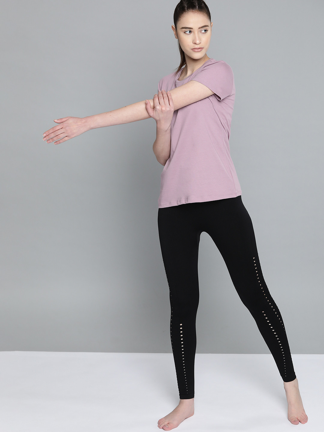 Buy HRX By Hrithik Roshan Yoga Women Elder Berry Solid Sustainable T ...