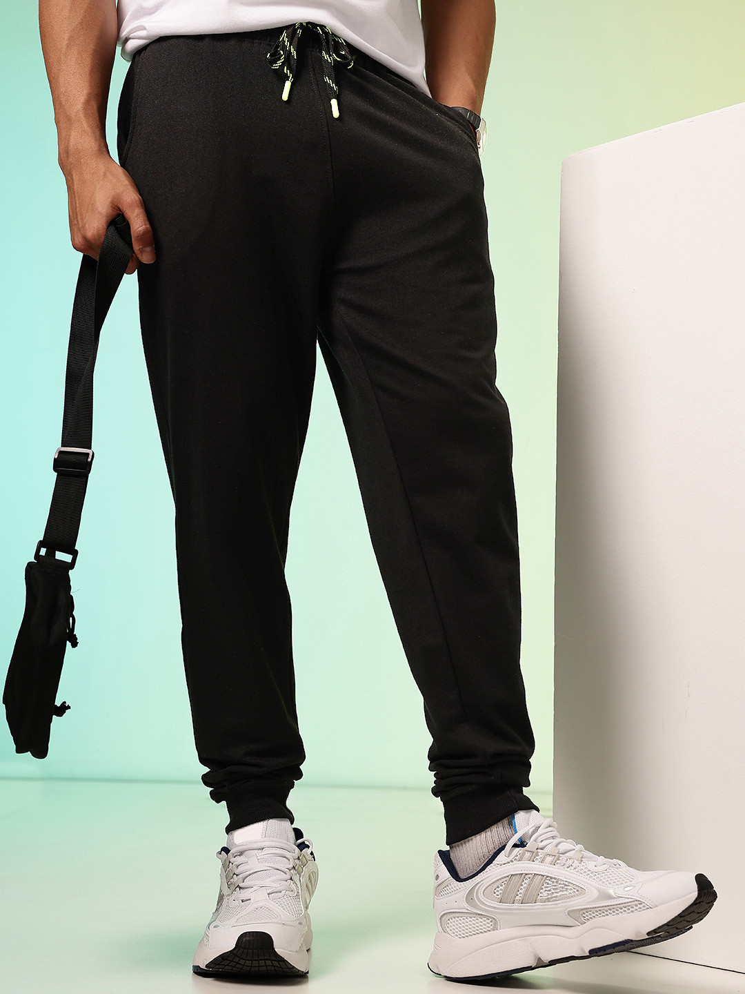 Buy HRX By Hrithik Roshan Lifestyle Men Jet Black Bio Wash Track Pants ...