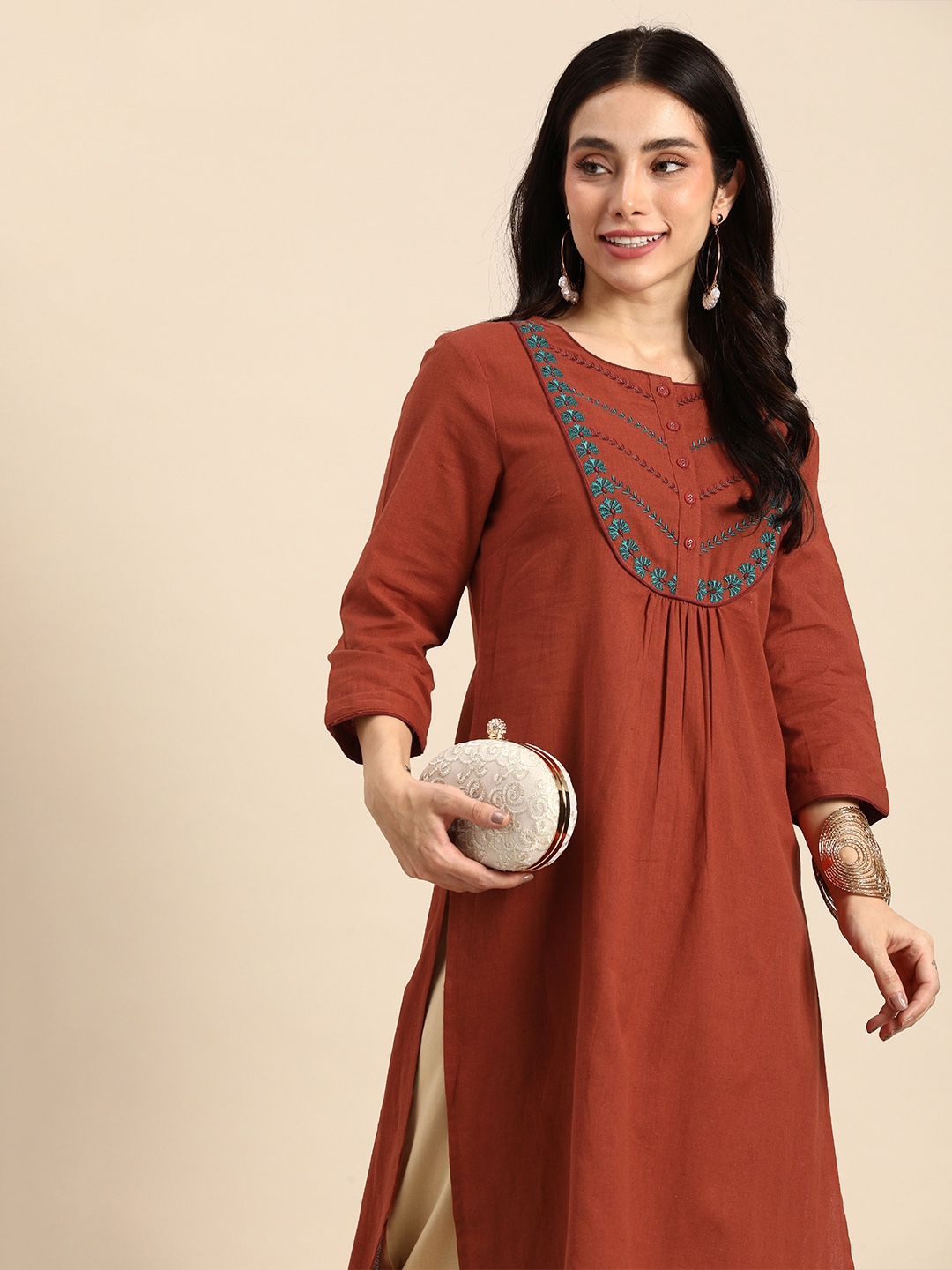 Buy All About You Women Ethnic Motifs Embroidered Thread Work Kurta