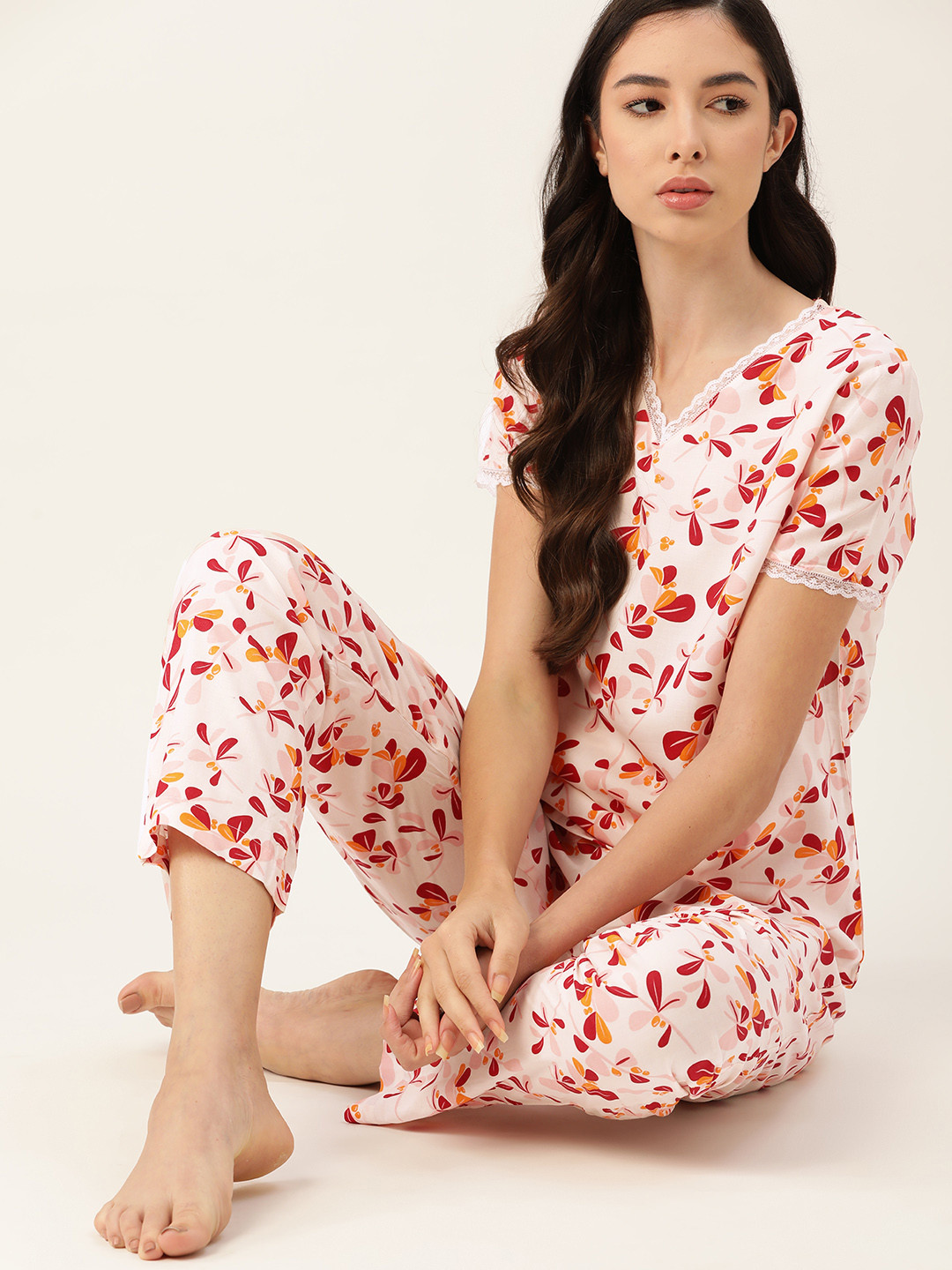 Buy ETC Women White & Red Printed Night Suit - Night Suits for Women ...