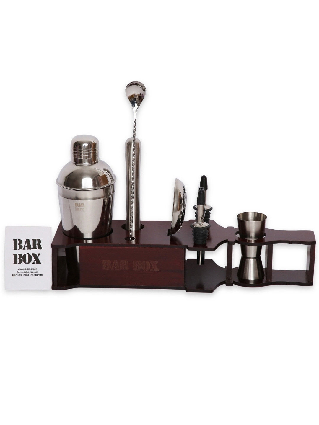 Buy BAR BOX Set Of 9 Brown & Silver Toned Solid Barware Tool Set ...