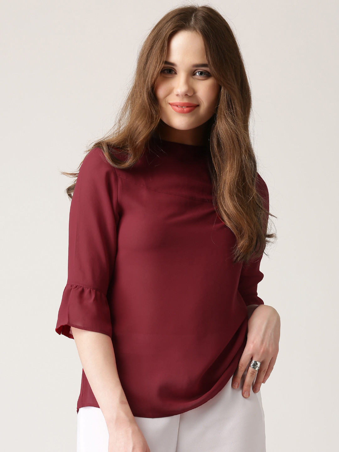 Buy Marie Claire Women Maroon Top - Tops for Women 1473297 | Myntra