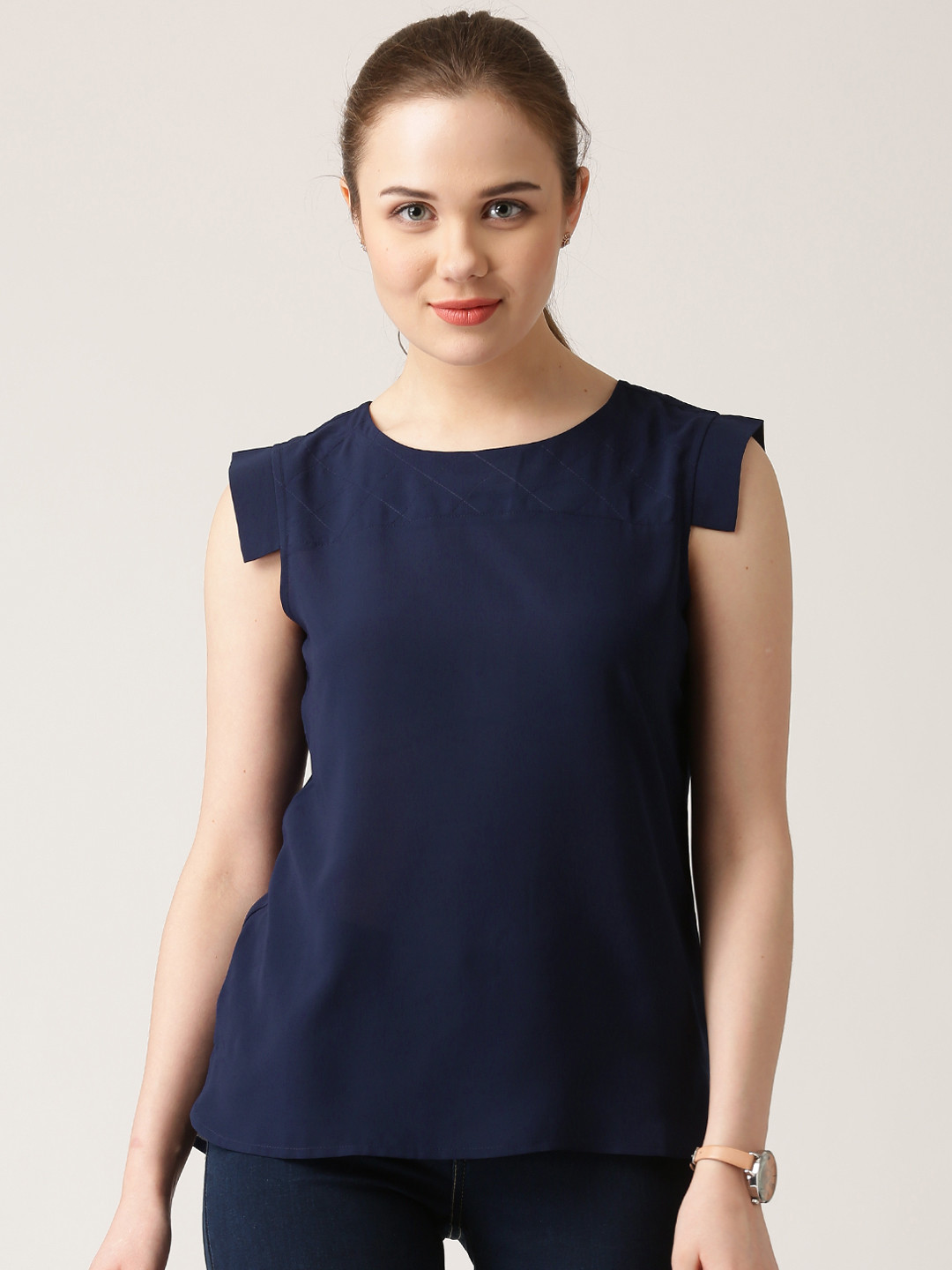 Buy Marie Claire Women Navy Blue Top - Tops for Women 1473317 | Myntra