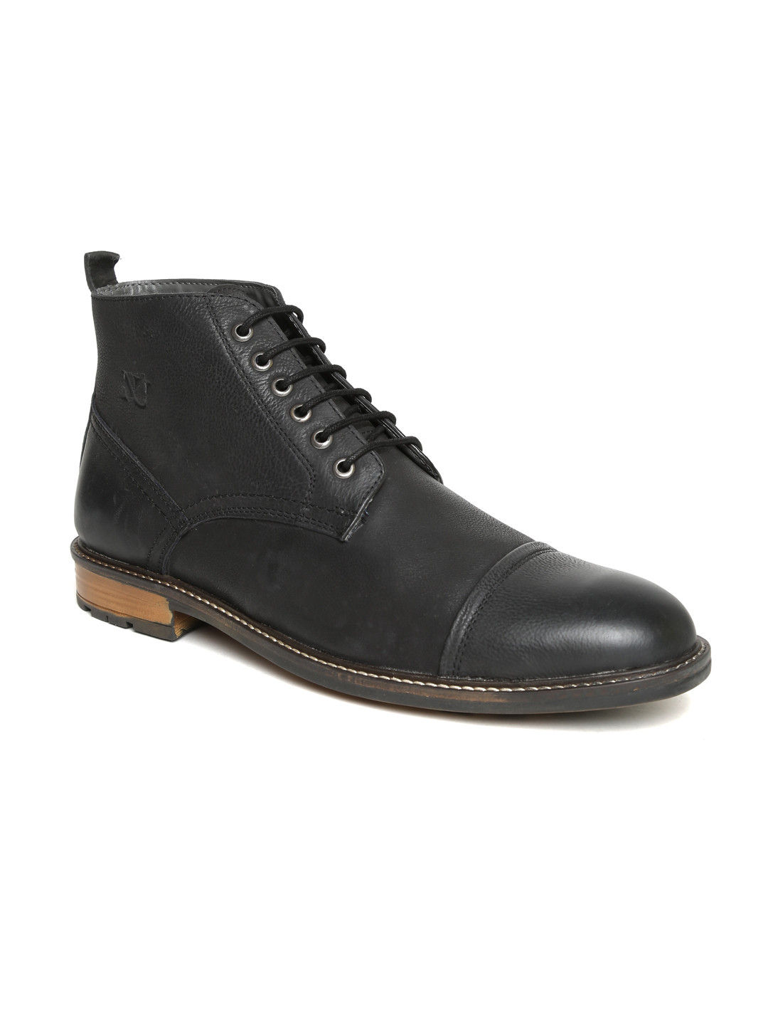 Buy Numero Uno Men Black Textured Mid Top Leather Derbys - Casual Shoes ...