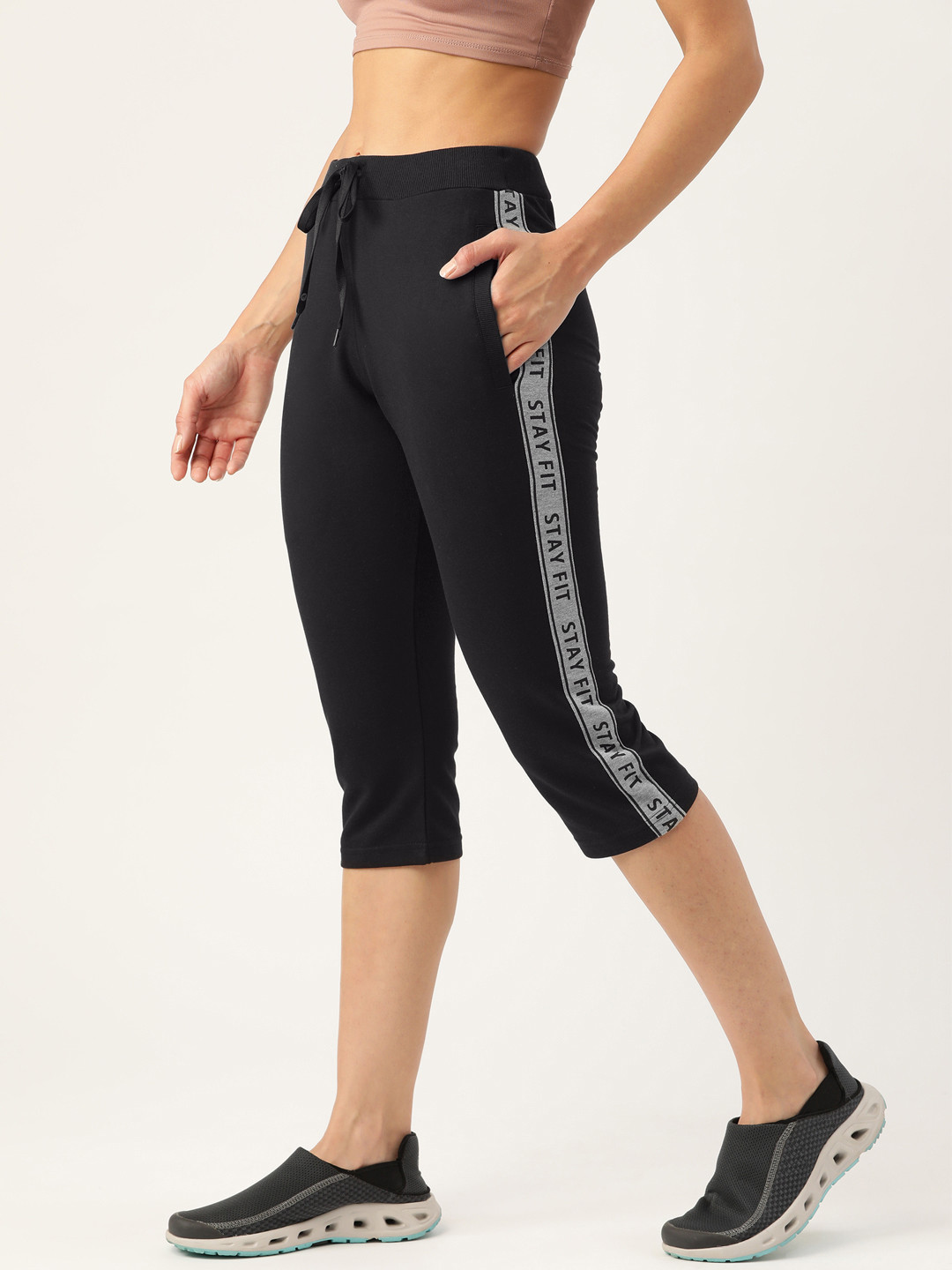 Buy FEMEA Women Black Solid Capris - Capris for Women 14738218 | Myntra