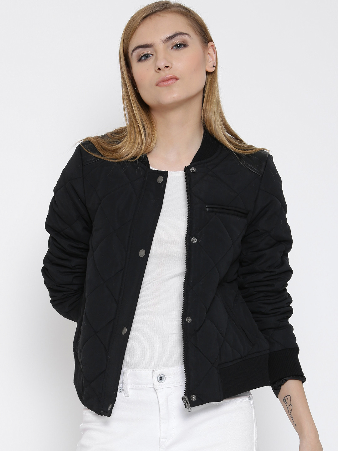 Buy Vero Moda Black Quilted Jacket - Jackets for Women 1475903 | Myntra