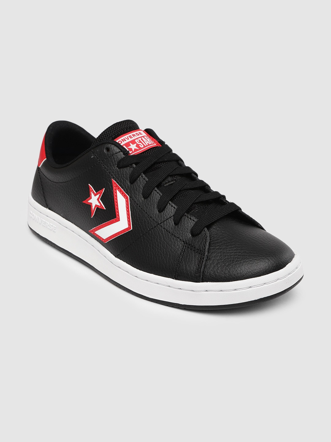 Buy Converse Men Black Solid Leather Converse All Court Sneakers ...