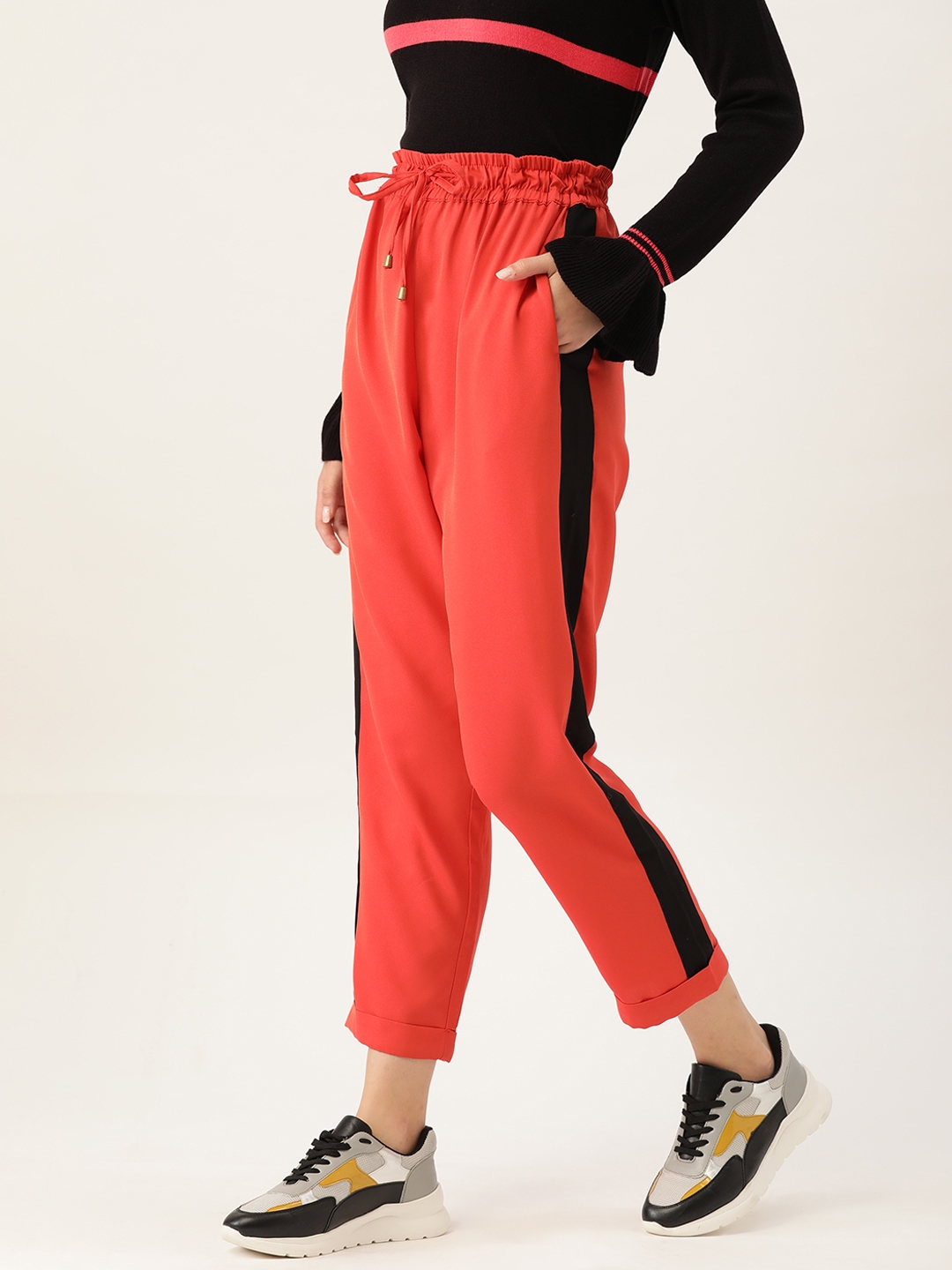 Buy Dressberry Women Rust Orange Solid Trousers Trousers For Women