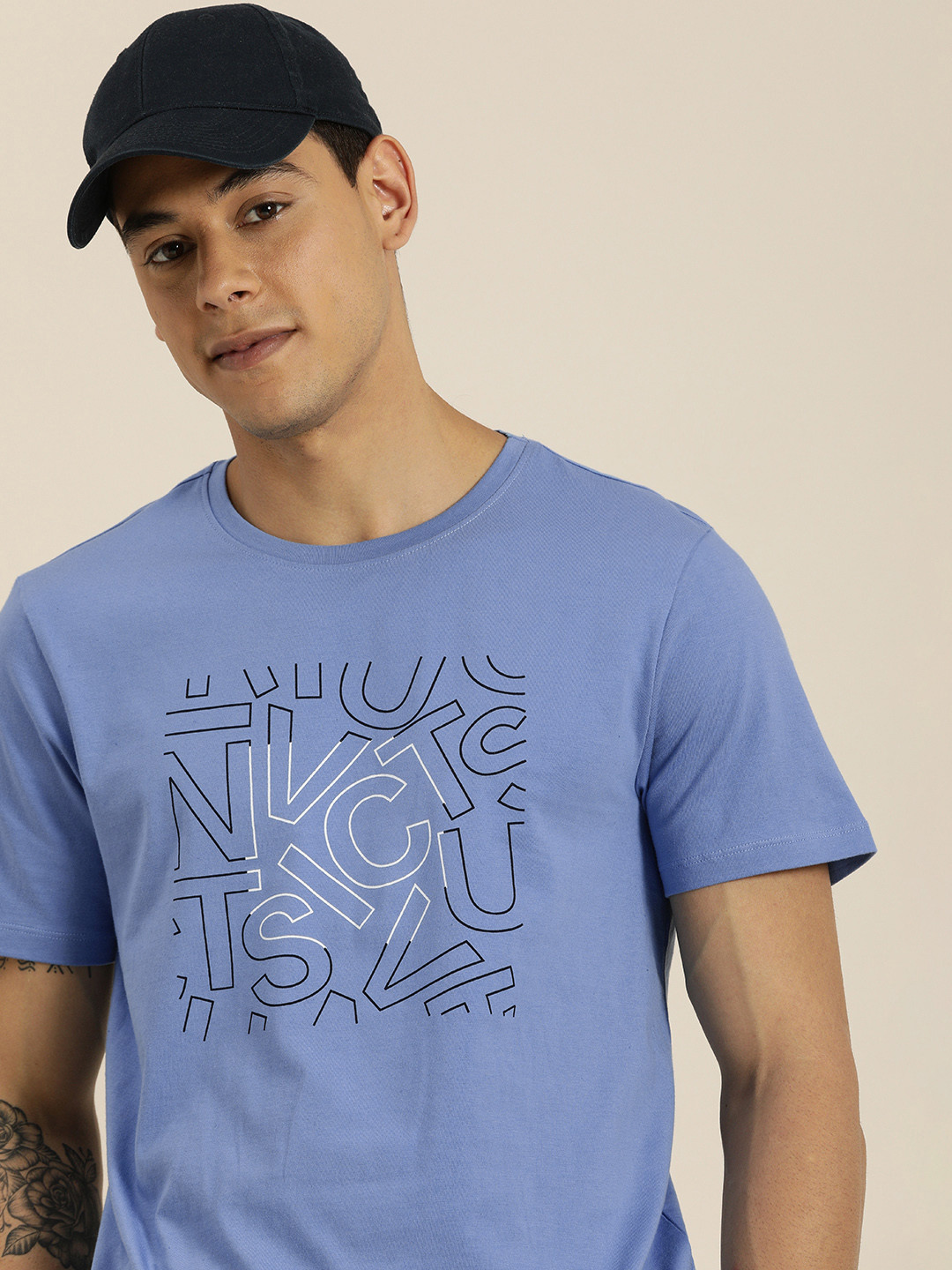 Buy Invictus Indoor Men Blue & Black Printed T Shirt - Tshirts for Men ...