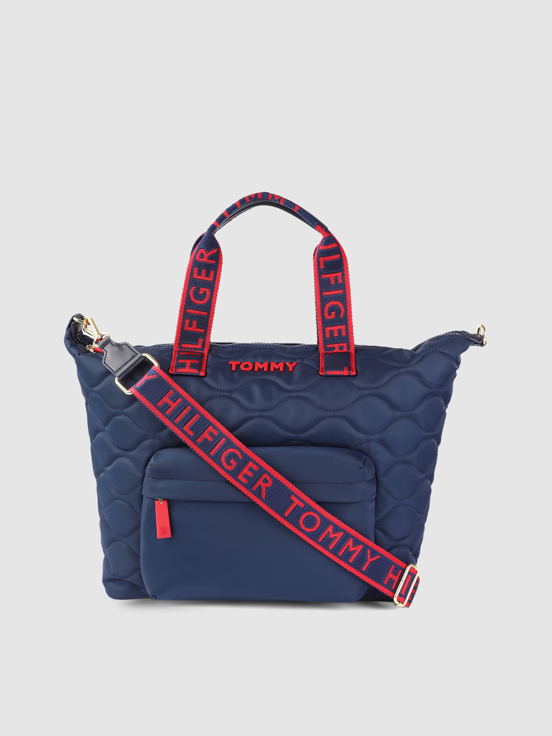 Buy Tommy Hilfiger Blue Textured Handheld Bag - Handbags for Women ...