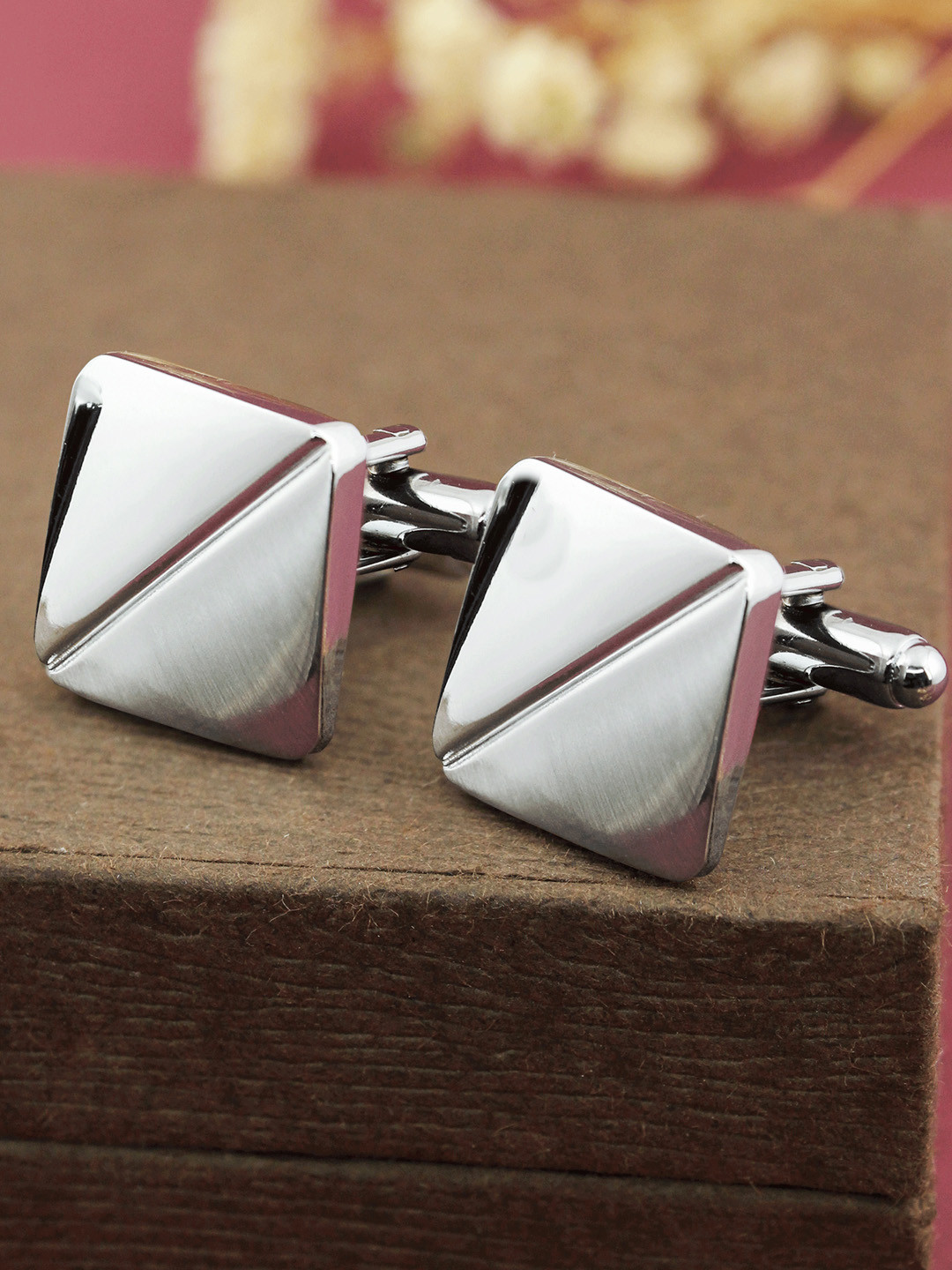 Buy PELUCHE Silver Toned Geometric Cufflink - Cufflinks for Men ...