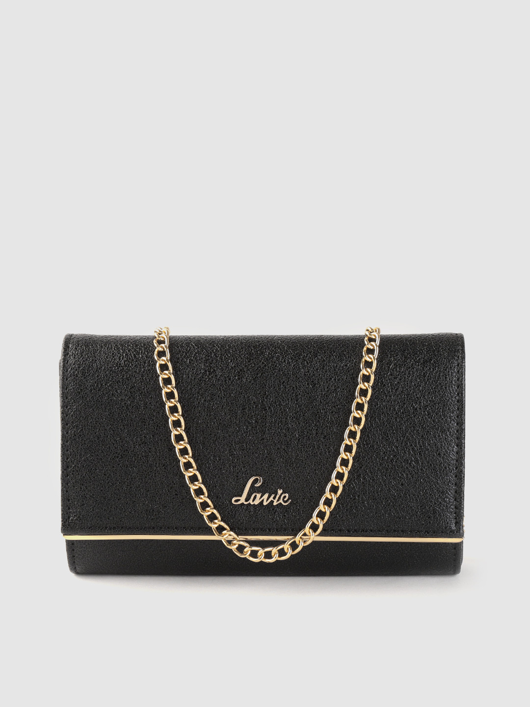 Buy Lavie Black Solid Purse With Detachable Sling Strap - Clutches for ...