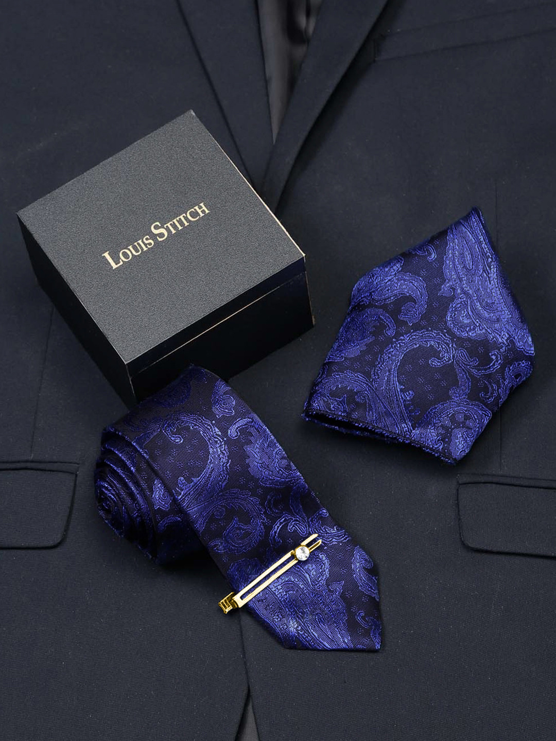 Buy LOUIS STITCH Men's Royal Blue Italian Silk Necktie Accessory Gift ...