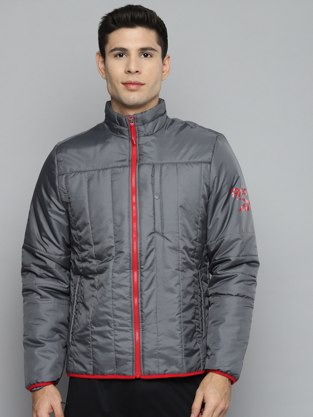 Buy Reebok Men Charcoal Grey Solid Core Light Padded Jacket - Jackets ...