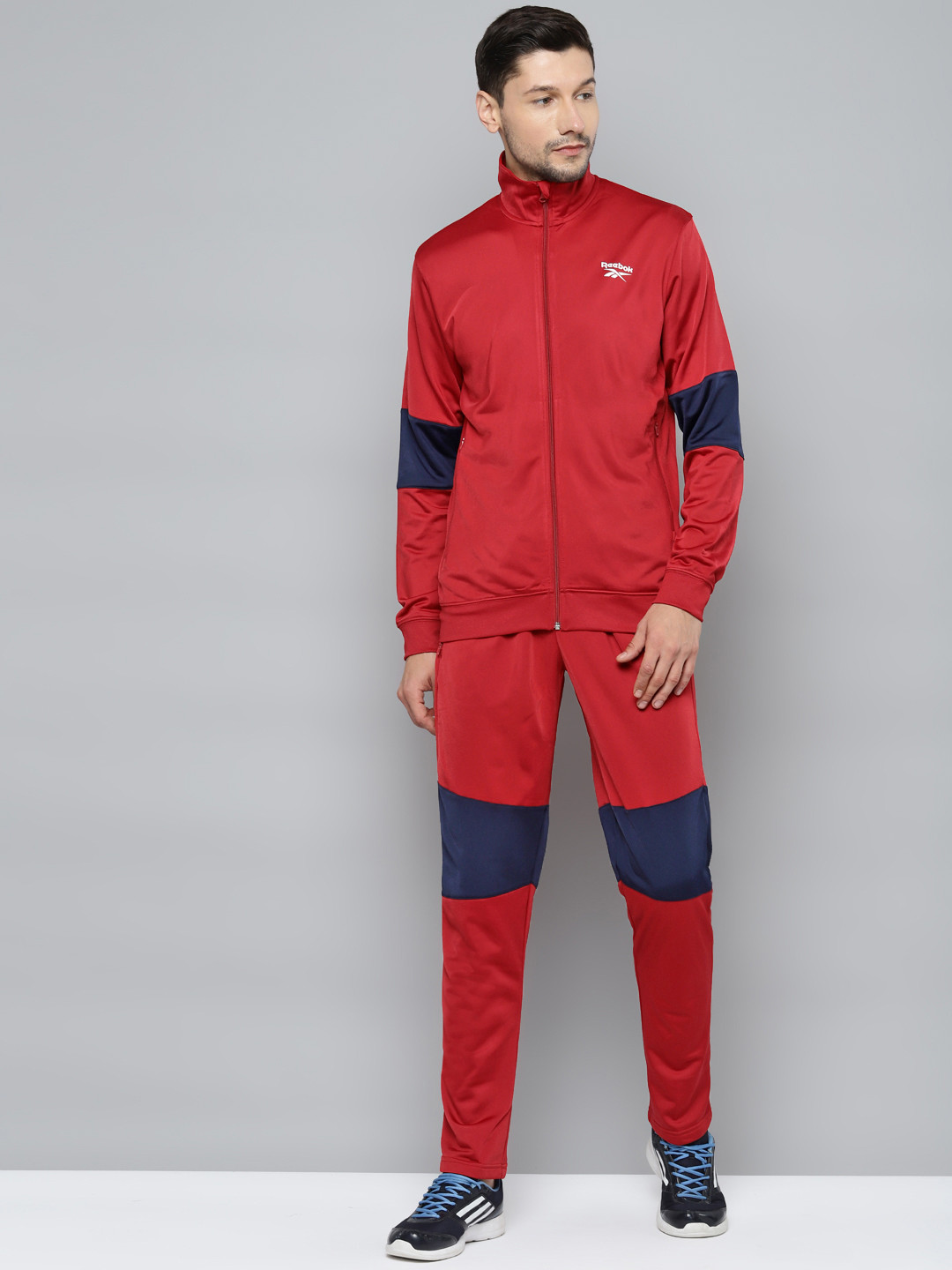 Buy Reebok Men Red Core Colourblocked Detail Training Tracksuit ...