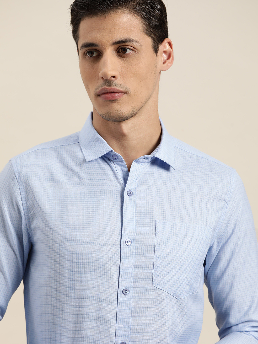 Buy INVICTUS Men Blue Self Design Slim Fit Formal Shirt - Shirts for ...