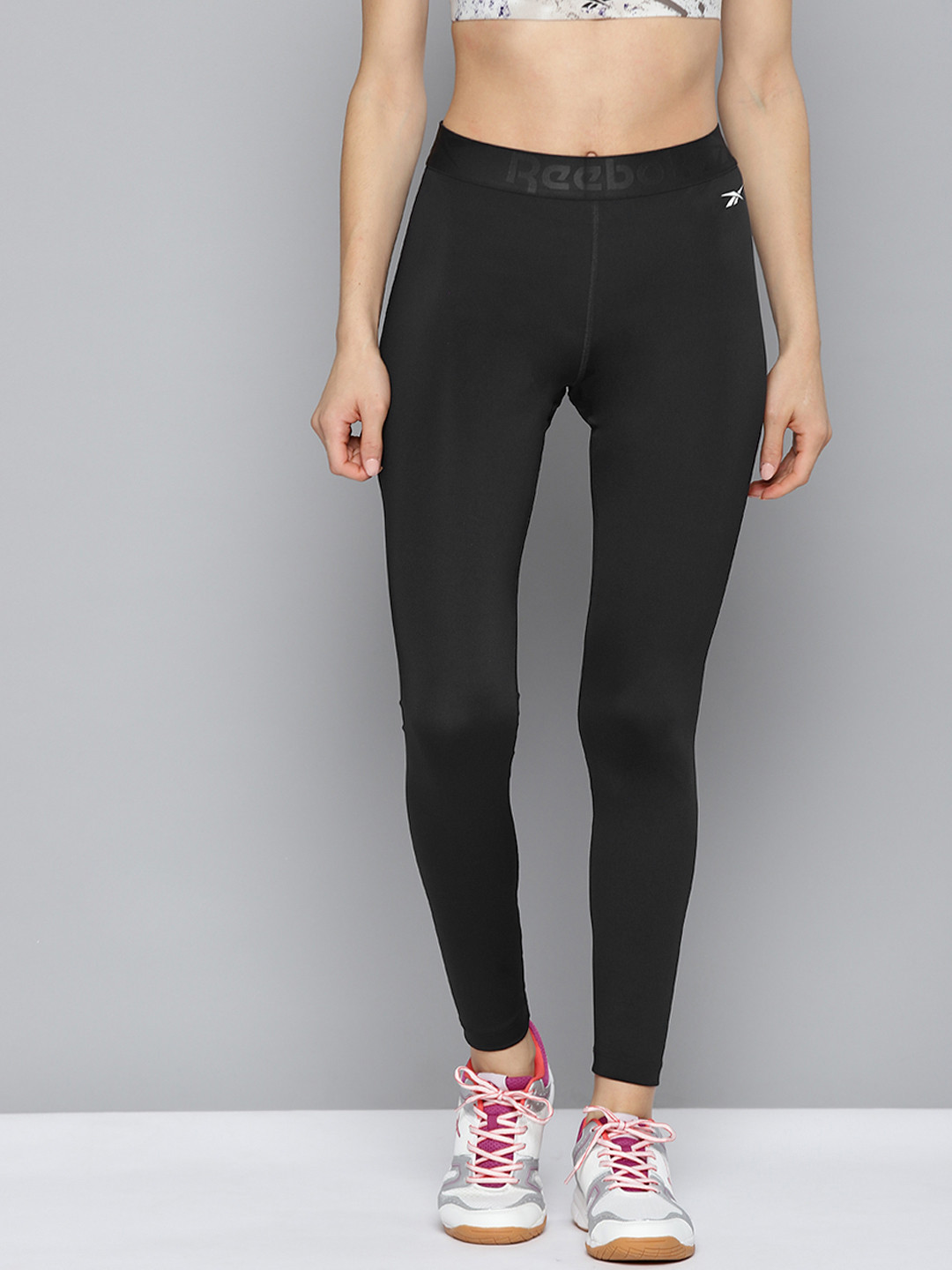Buy Reebok Women Black Solid Training Speedwick COMM Tights - Tights ...
