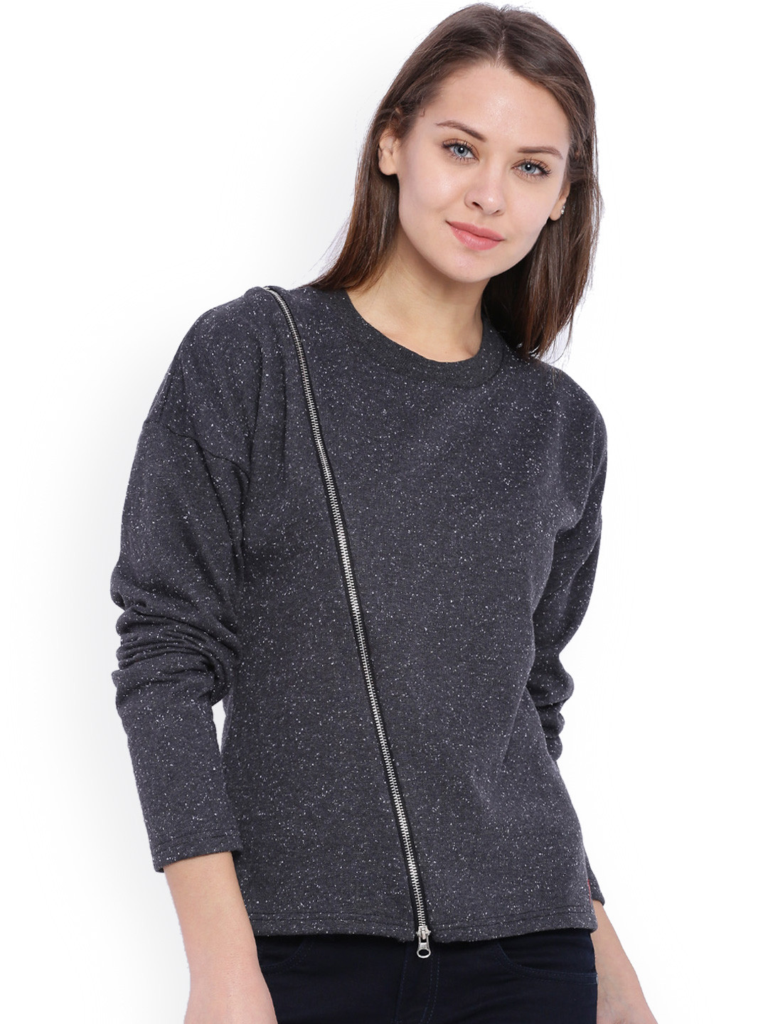 Buy Campus Sutra Charcoal Grey Sweatshirt - Sweatshirts for Women 1479711 | Myntra