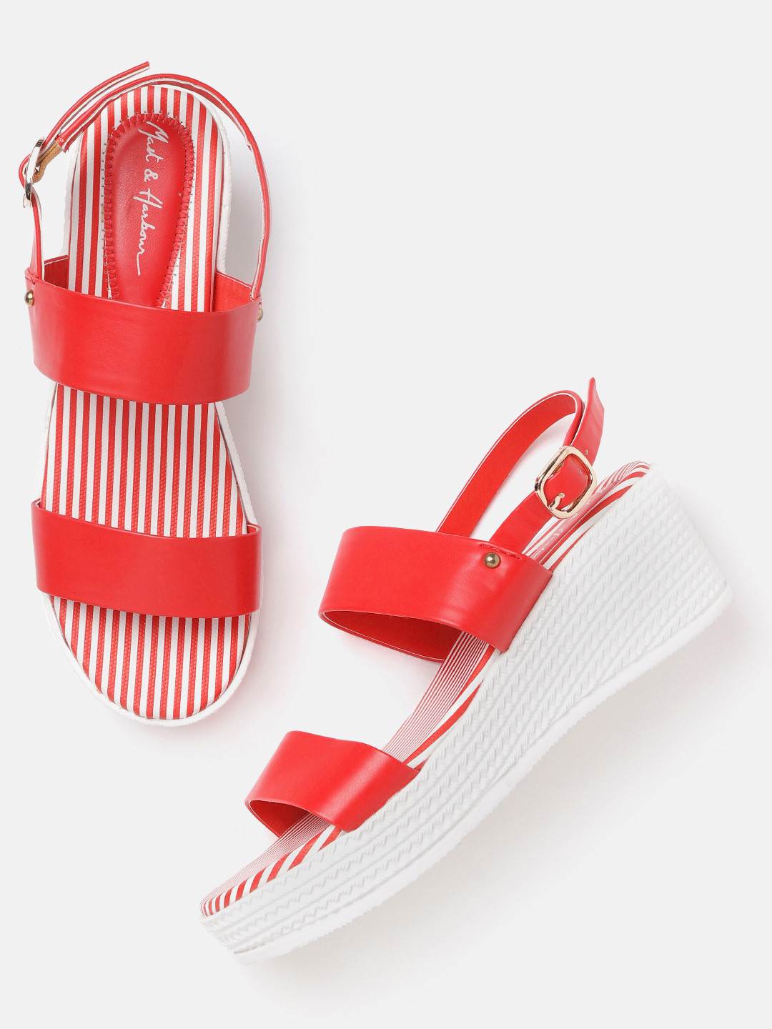 Buy Mast & Harbour Women Red Solid Wedges - Heels for Women 14798336 ...