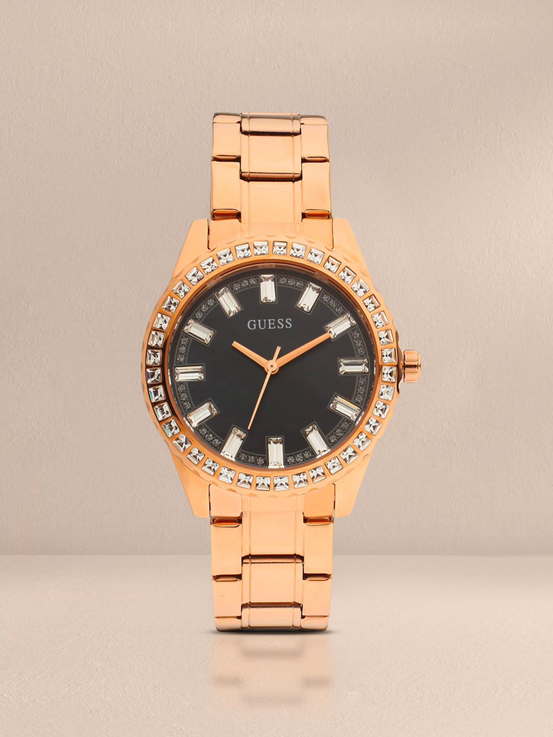 Buy GUESS Women Rose Gold Toned Embellished Dial Analogue Watch ...