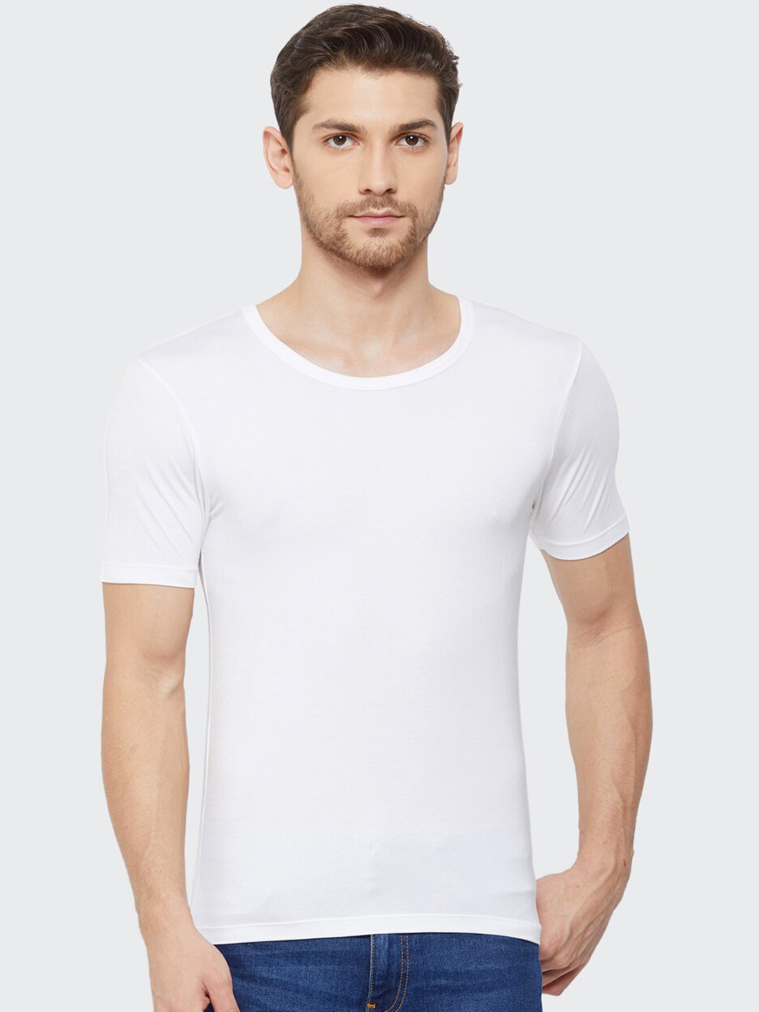 Buy Almo Wear Men White Solid Undershirt Vest - Innerwear Vests for Men ...