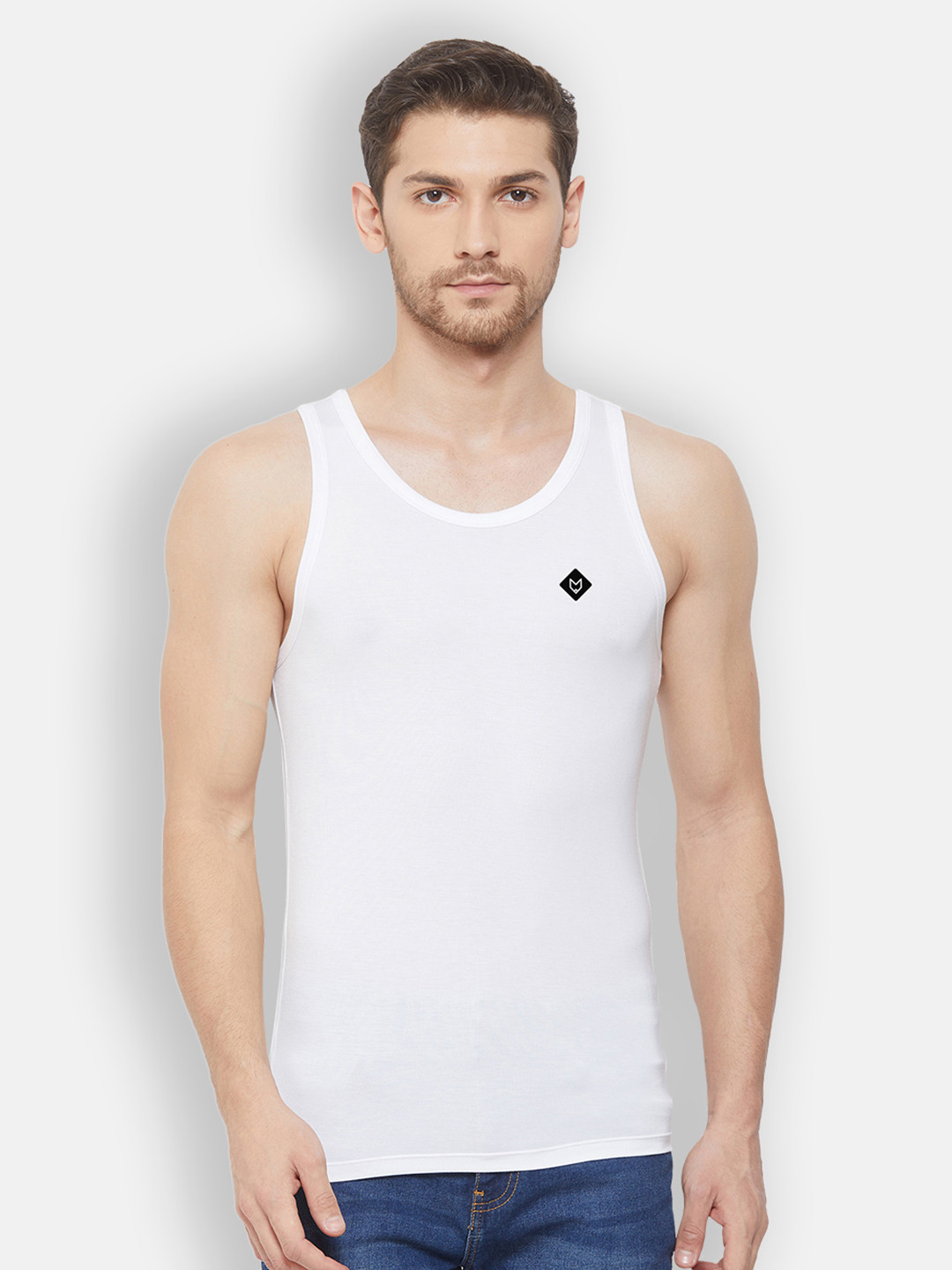 Buy Almo Wear Men White Solid Innerwear Vest - Innerwear Vests for Men ...
