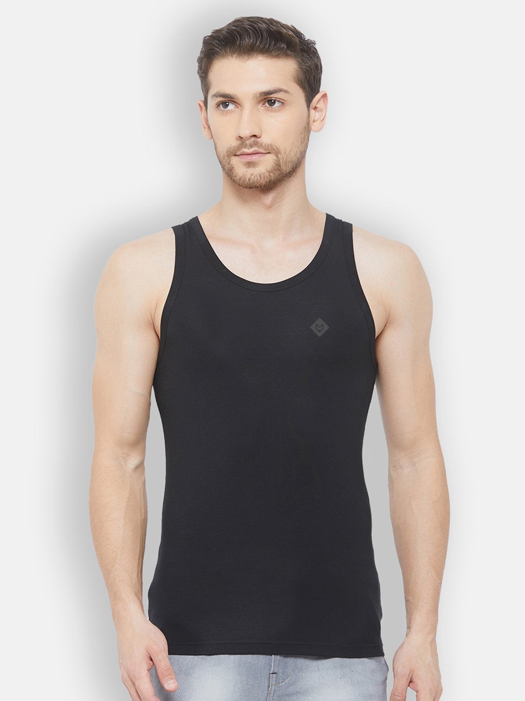 Buy Almo Wear Men Black Solid Innerwear Vest - Innerwear Vests for Men ...