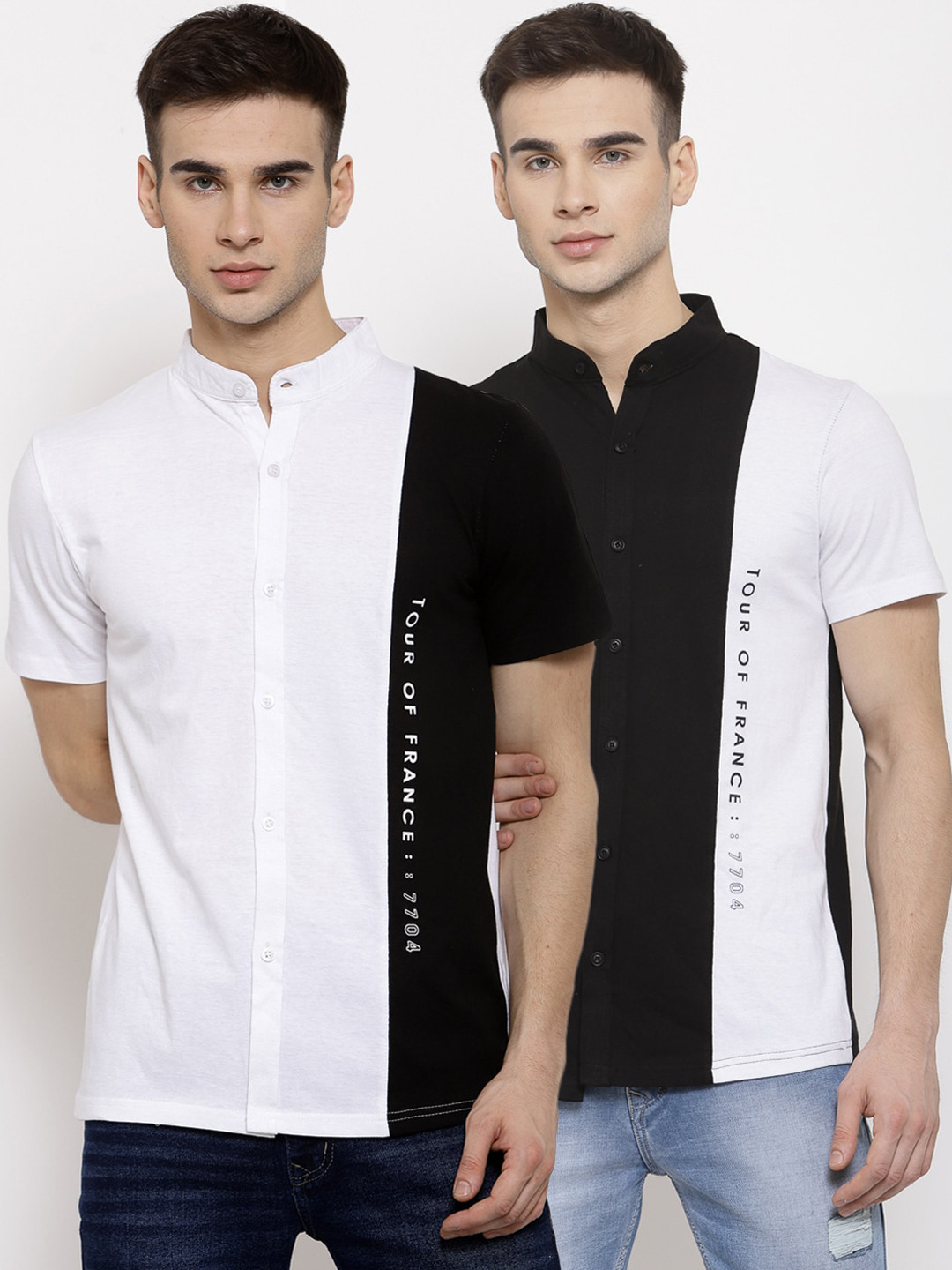 Buy KAY DEE Men Pack 2 Black& White Slim Fit Casual Shirt - Shirts for ...