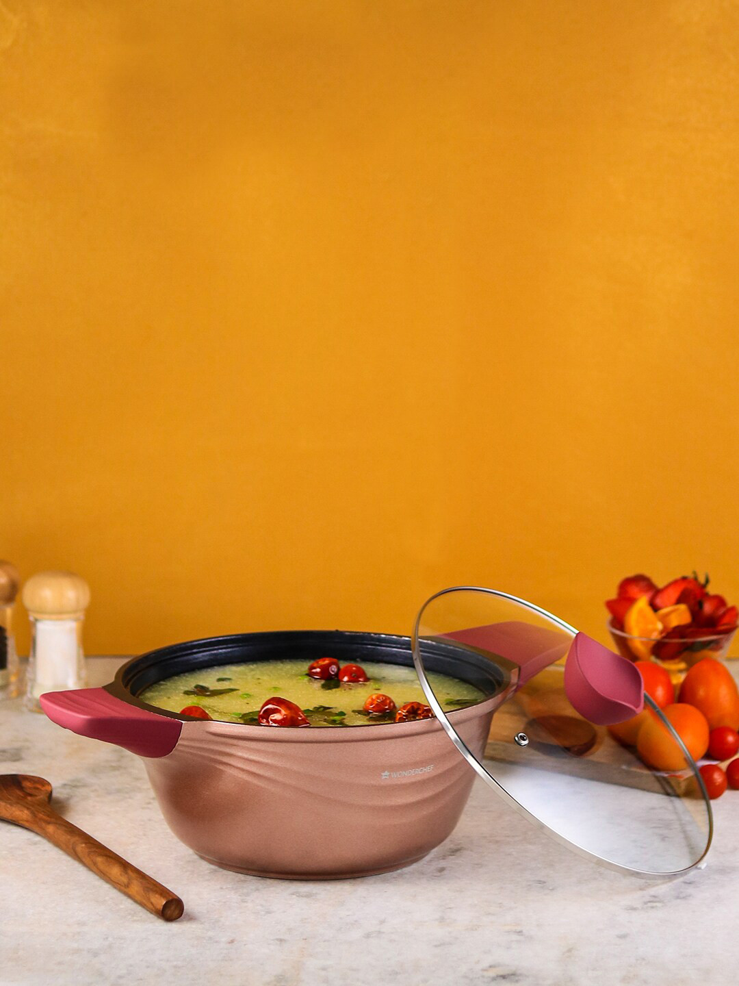 Buy Wonderchef Brown Rosetta Die Cast Casserole - Cooking Pot for ...